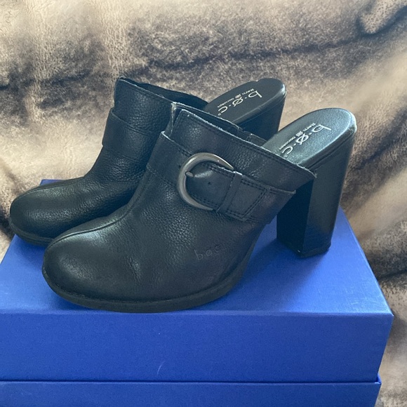 boc | Shoes | Boc Born Concept Leather Black Logo Slides Not Used ...